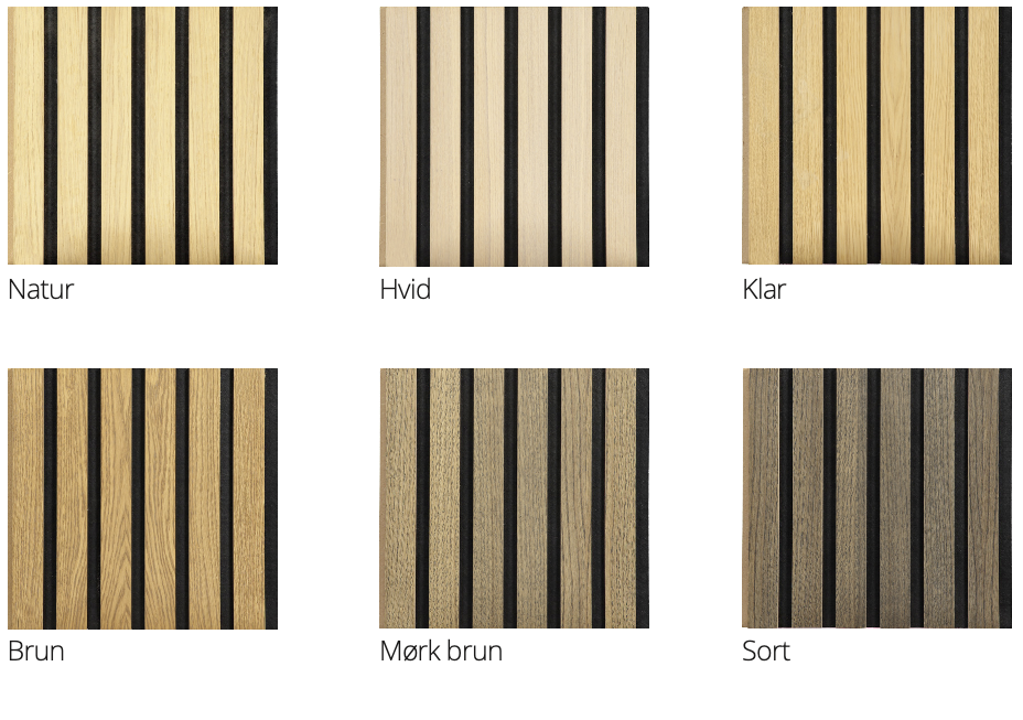 Akustik Basic-Lamel væg med sort filt og ege træs lister. » Noiseaway.dk